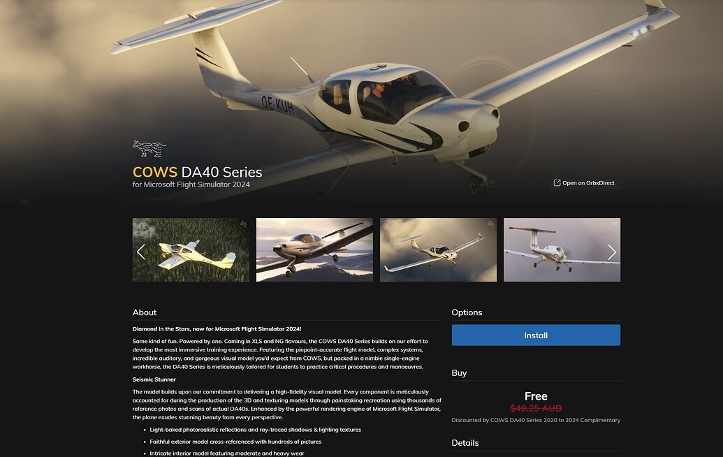 Cows DA40NG - Aircraft - Microsoft Flight Simulator Forums