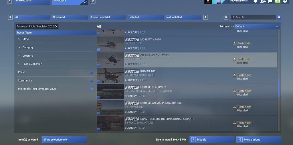 Marketplace 2020 content disappeared from MSFS2024 and won't re-enable for streaming - Install ...