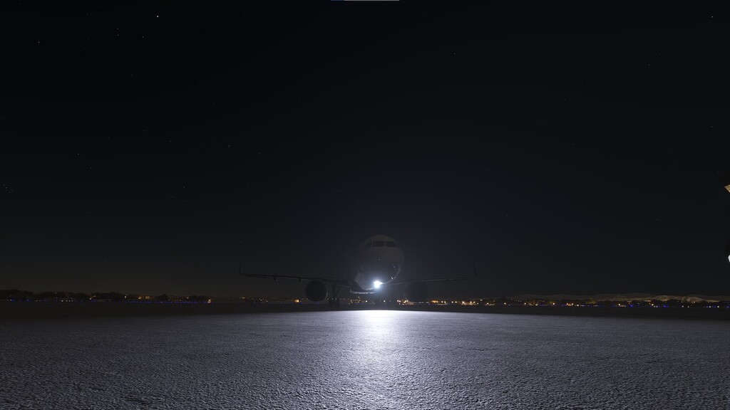 A321 all lights off (but the light on the front wheel is shining ...