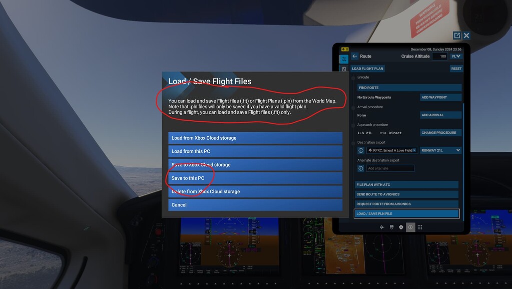 Unable to save flight file as .FLT during flight - Miscellaneous ...