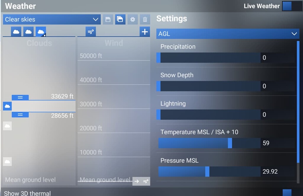 Weather panel - clicking on cloud layer or wind layer does not work ...