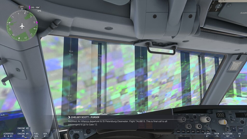 My windshield windows on my 737 in career now have a bunch of colored ...