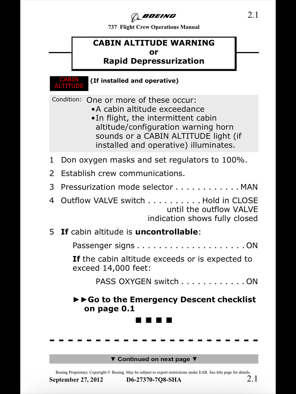 Cabin Altitude Warning in PMDG 737-600? - Aircraft & Systems ...