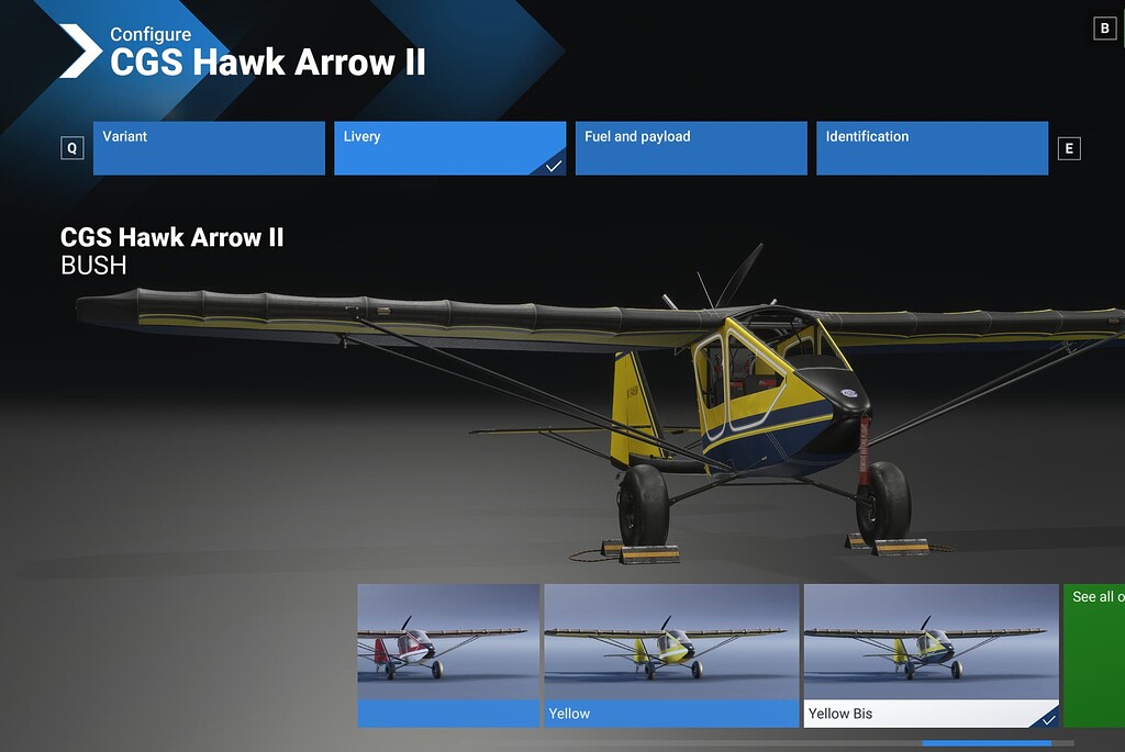 Translation error on Livery name CGS Hawk Arrow II Yellow Bis ...