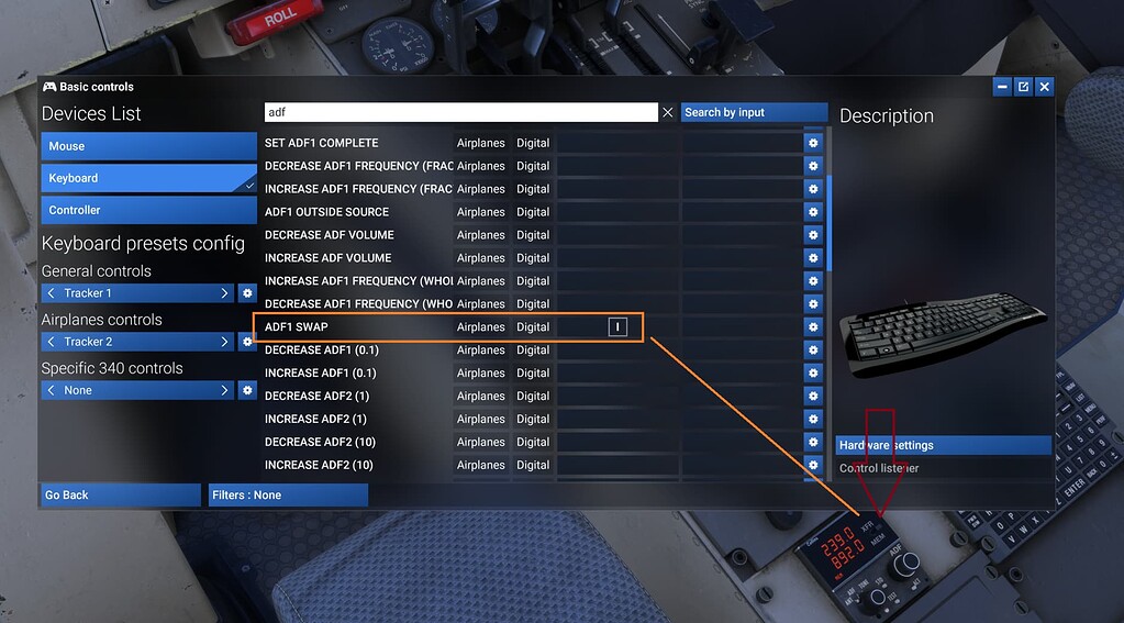 Saab 340b ADF XFR Transfer switch not working using the mouse ...