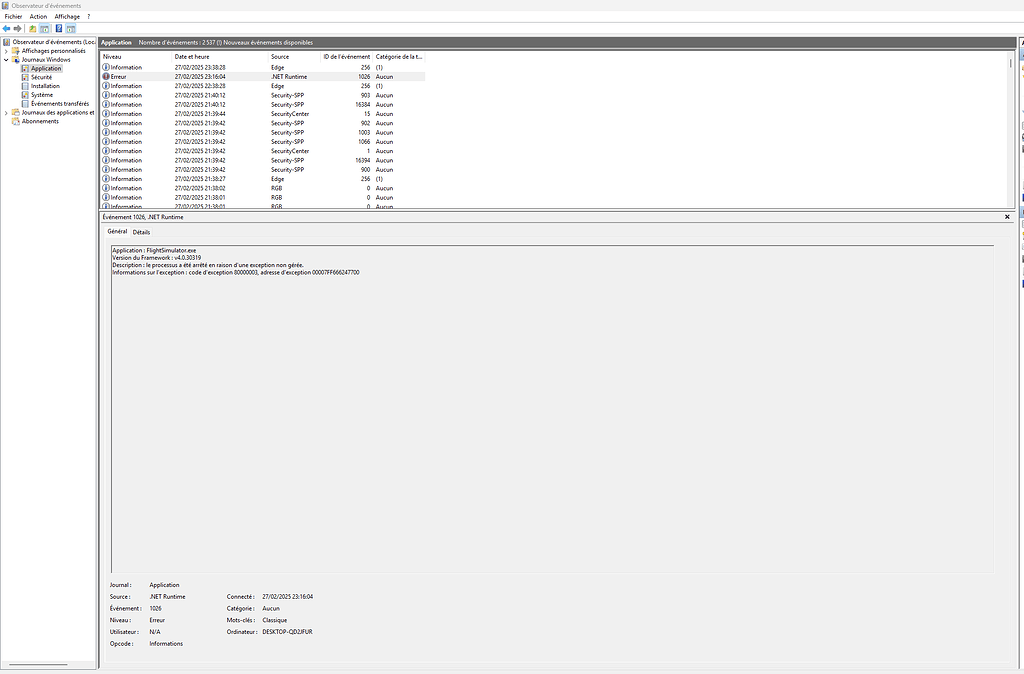 CTD Middle of flight - Crashes (CTDs) - Microsoft Flight Simulator Forums