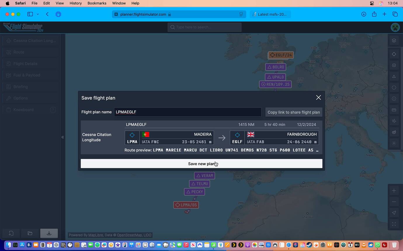 Online Flight Planner - "Save new plan" not working - User Interface ...
