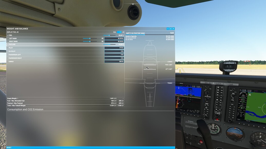 Unable to zero copilot weight in weight and balance menu - Aircraft ...