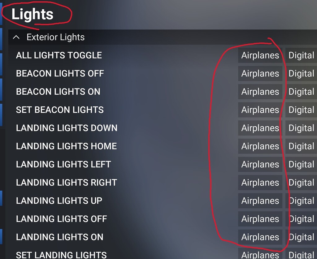 Unnecessary aircraft type relation in controls: e.g. lights - User Interface & Activities ...