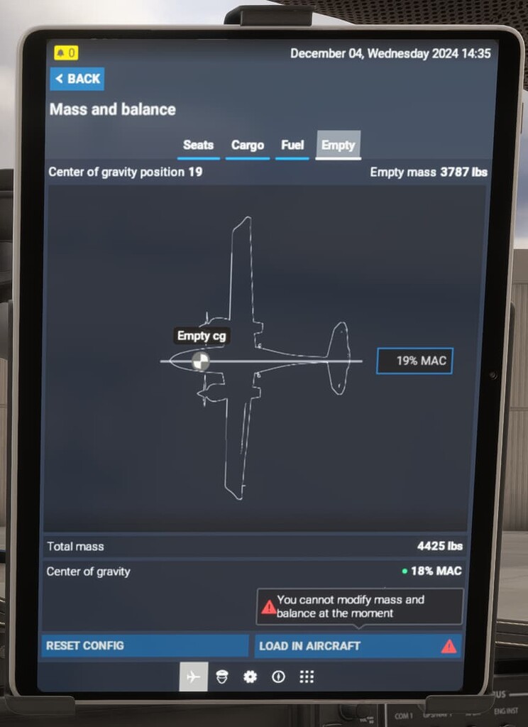 Multiple aircraft, none of the EFB weight & balance options work ...