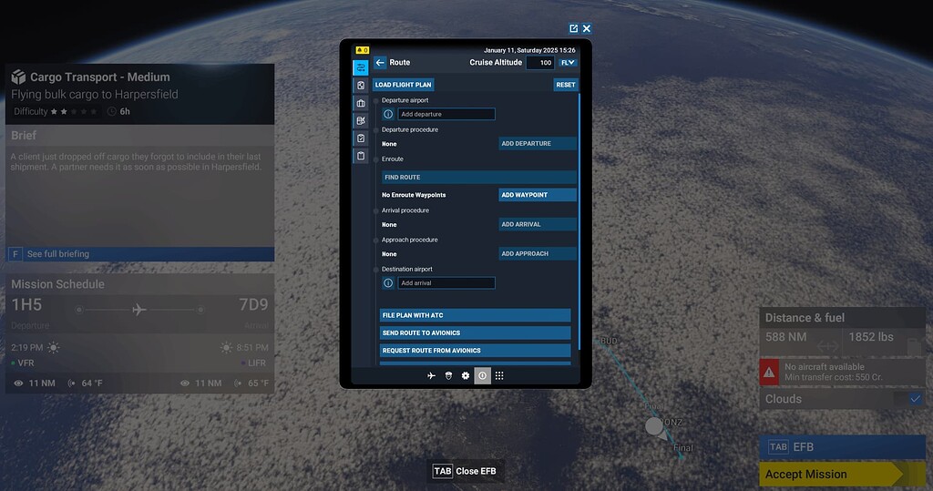 EFB Not Displaying Flight Plan in Career Mode - User Interface & Activities - Microsoft Flight ...