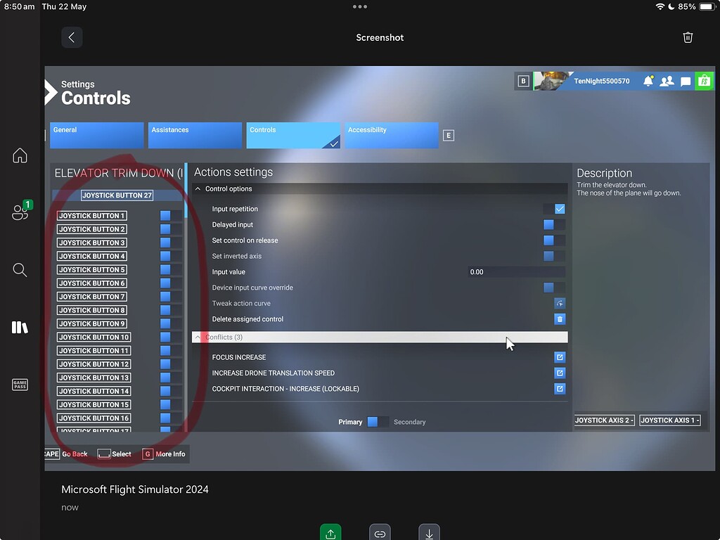 Unable to scroll down binding list in configure menu - Hardware & Peripherals - Microsoft Flight ...