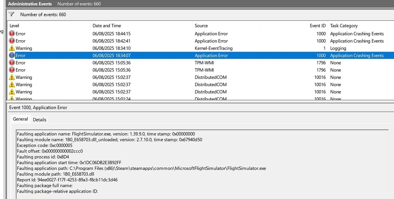 MSFS 2020 CTD during loading with or without NVIDIA app installed (DX11) - Crashes (CTDs ...