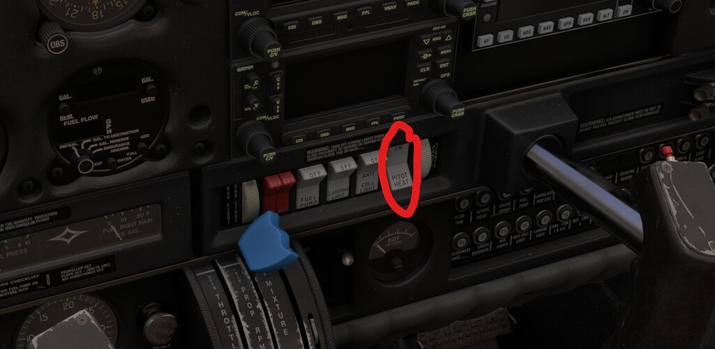 Carenado Piper PA-28: Pitot heat stuck in ON position after RESTART ...