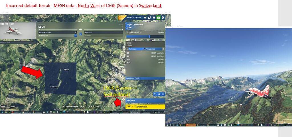 Incorrect default terrain MESH data . North-West of LSGK (Saanen) in Switzerland - Miscellaneous ...
