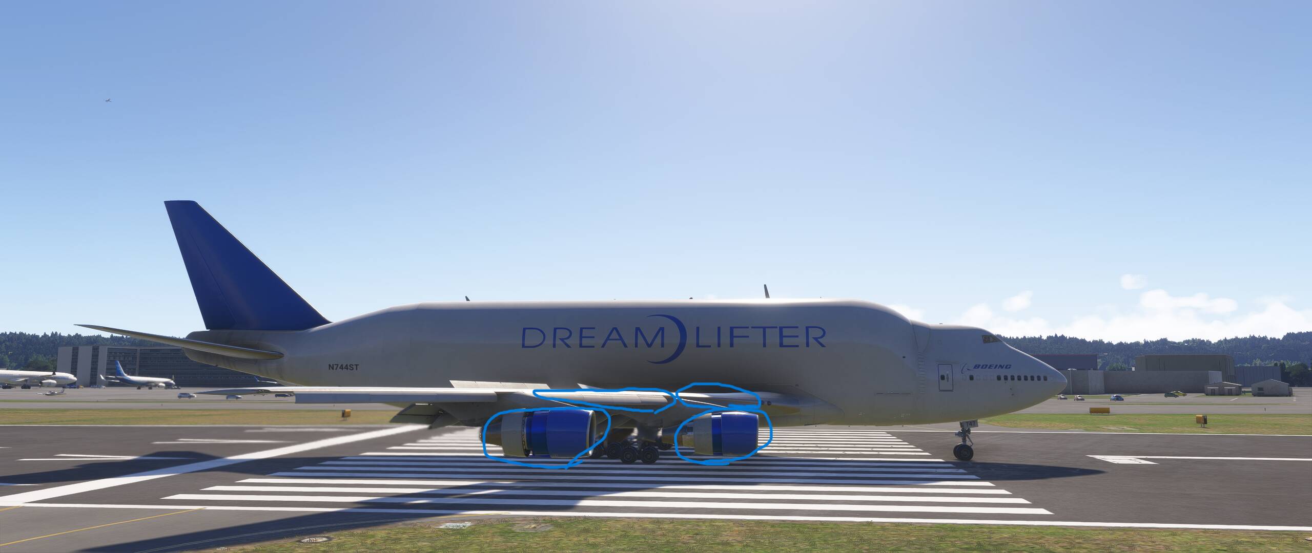 Boeing 747-400 Firetanker and Dreamlifter engine pylon lod/texture ...