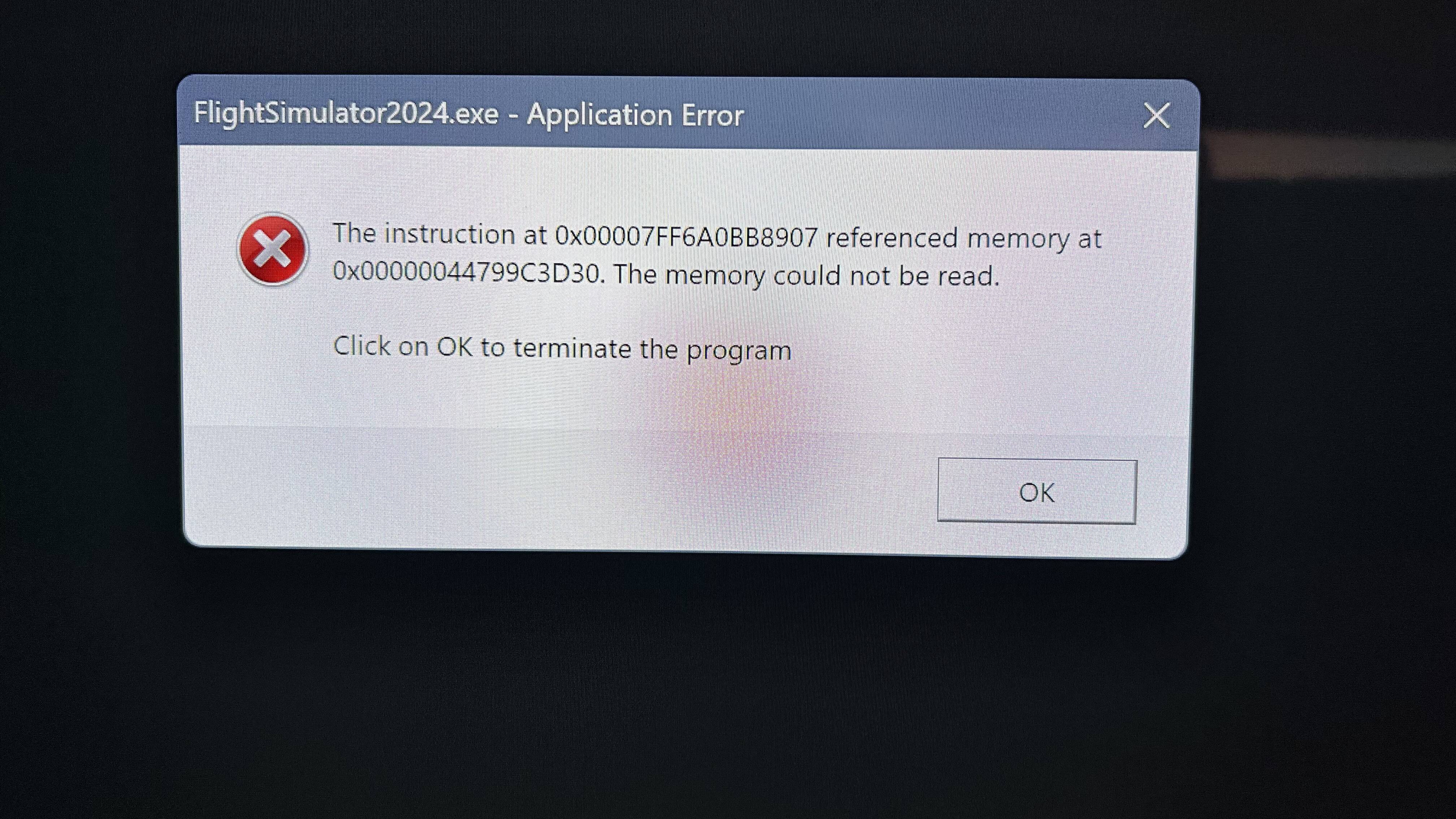 The memory could not be read. CTD - Crashes (CTDs) - Microsoft Flight Simulator Forums