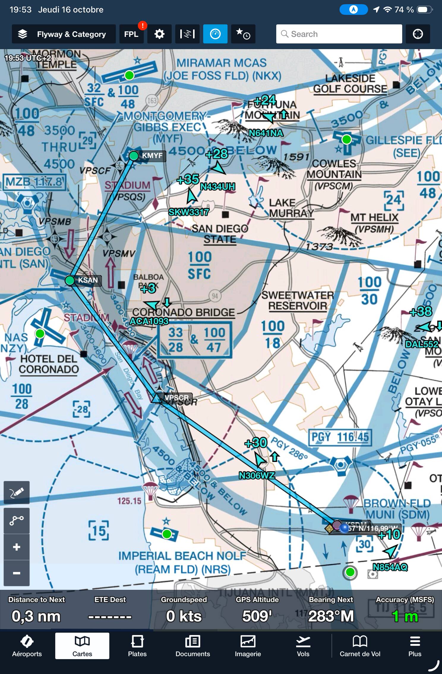 VFR with SayIntentions from San Diego Brown to Montgomery via Coronado ...