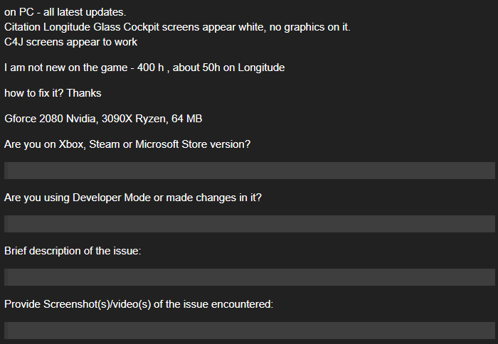 GlassCopckpit screens in Longitude not working - all screens 'unlinked ...