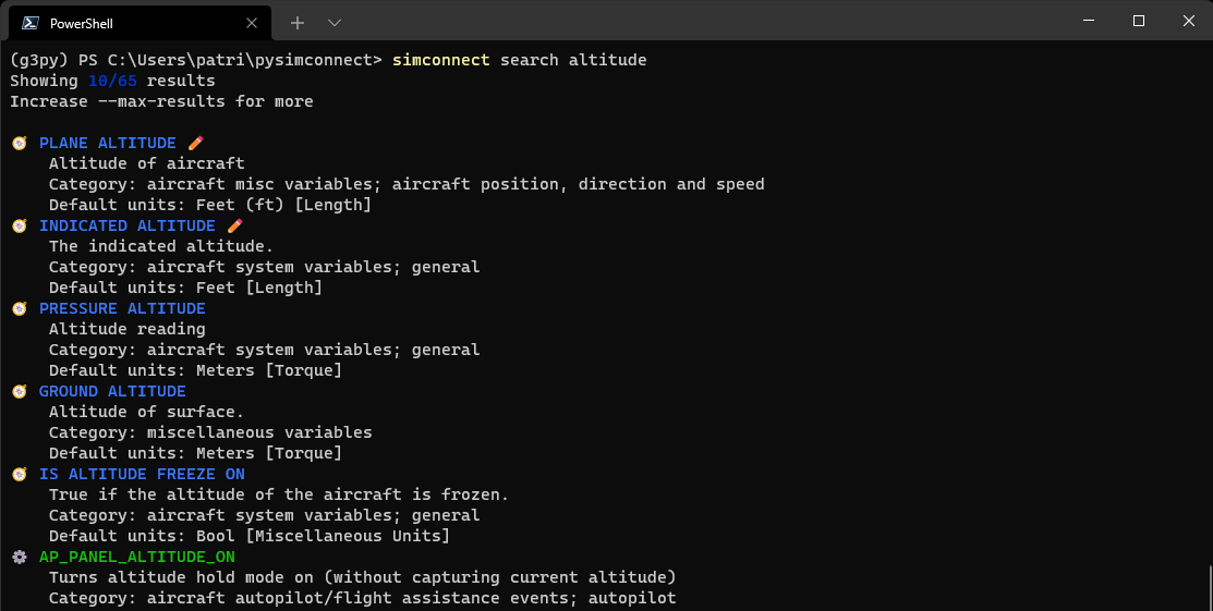 New: simple simconnect command-line tool with search/get/set/watch plus ...
