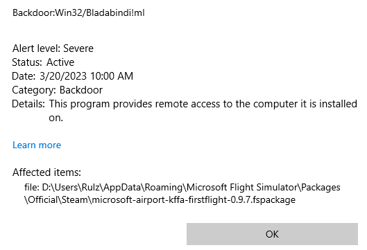 Malware warning when installing mandatory update after sim reinstall ...