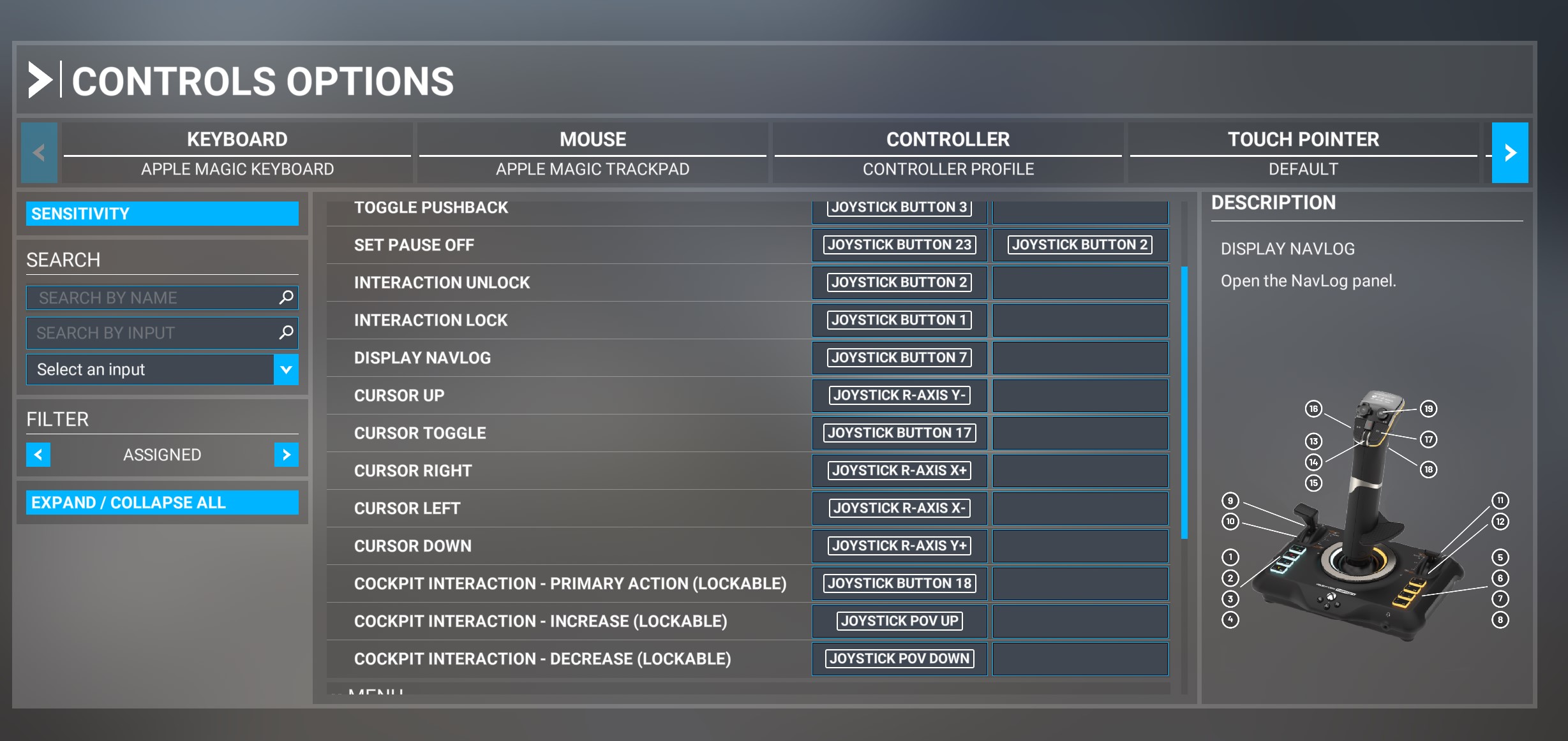 PC Lockable Cockpit Interactions only working with Xbox Controller not other controllers ...