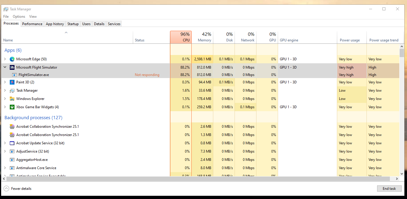 Msfs 2020 will not shut down fully - #361 by CayManTA - Install, Performance & Graphics ...