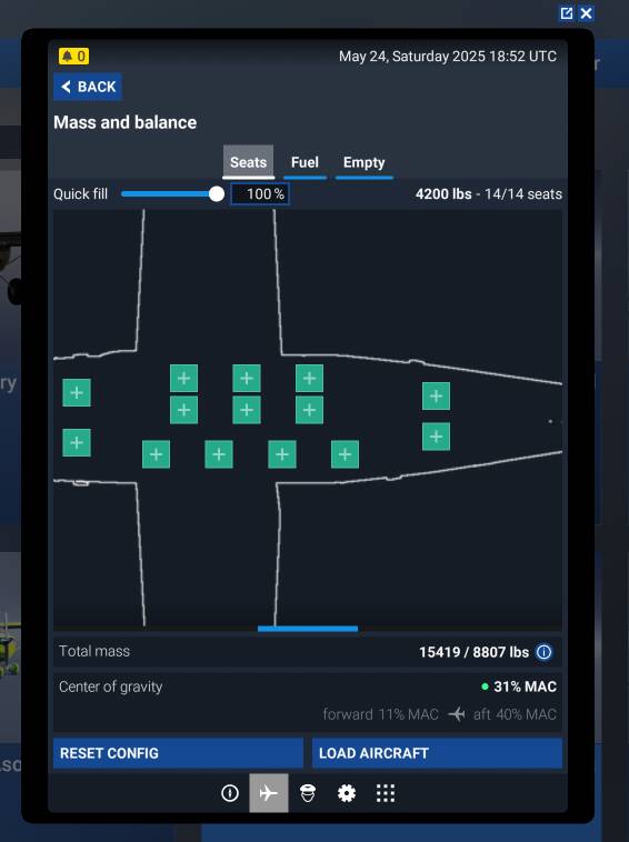 EFB Mass and Balance loading not working - "The loading of your ...
