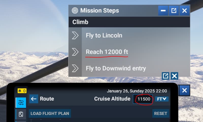 Mission Steps will not recognize 500-foot VFR cruise altitudes - User Interface & Activities ...