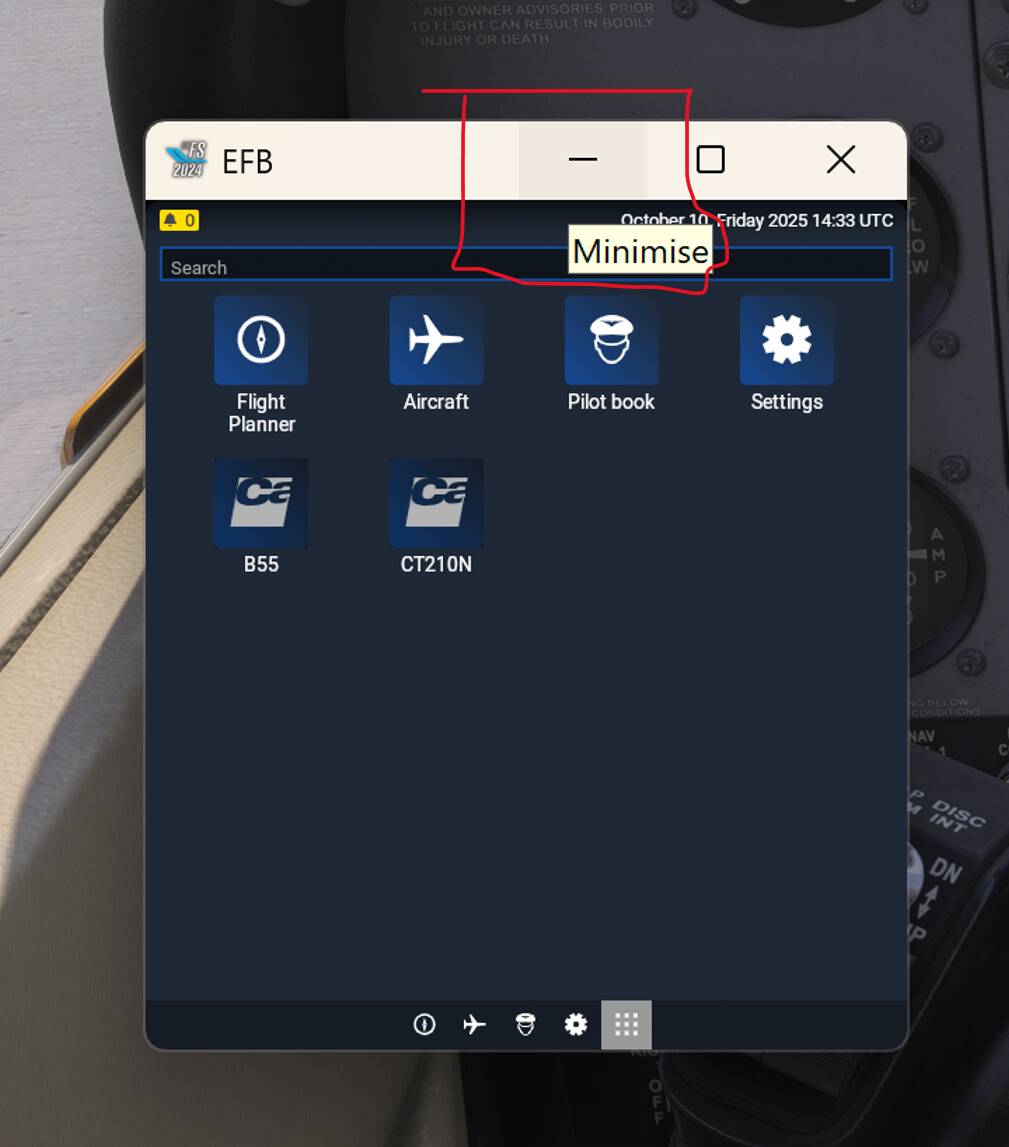 The simulator freezes when changing or resizing the EFB floating window ...