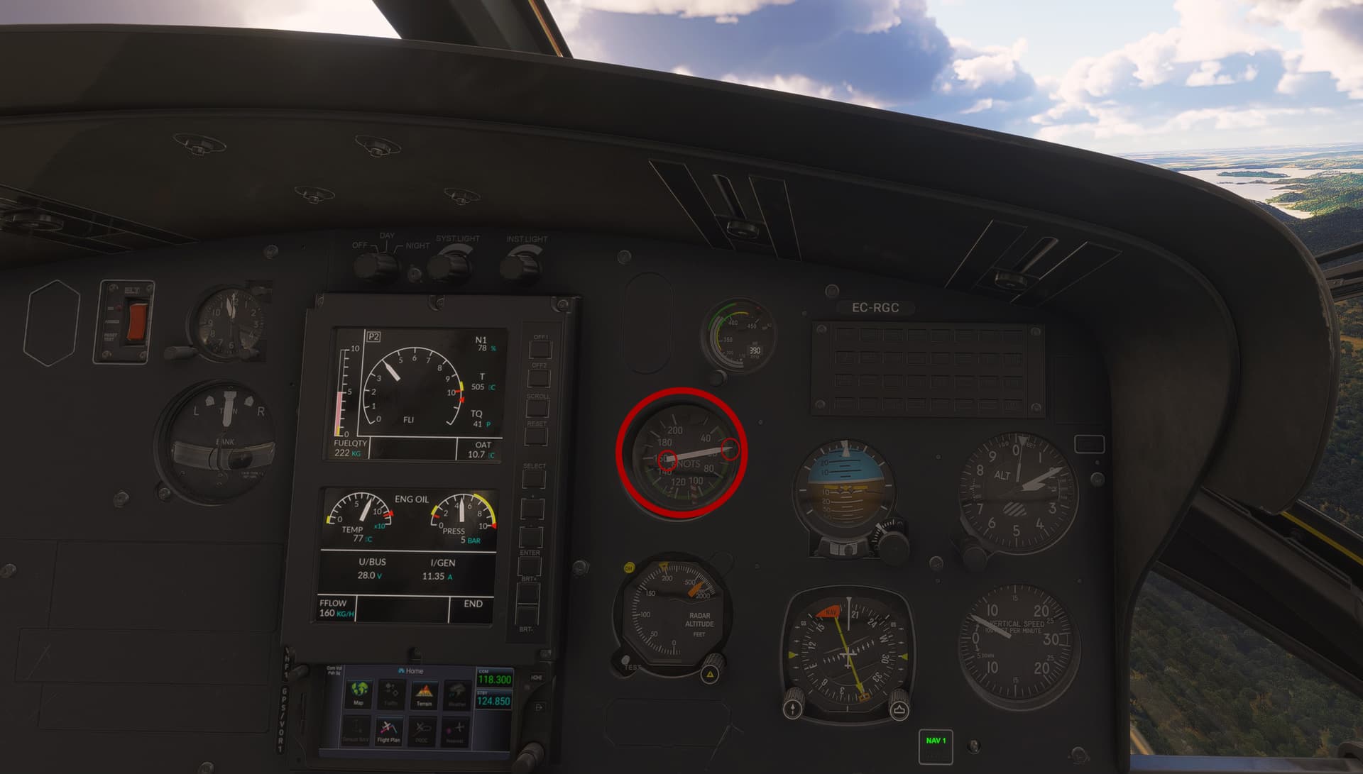 MSFS 2024 / H 125 helicopter Airspeed Indicator / The pointer of the ...