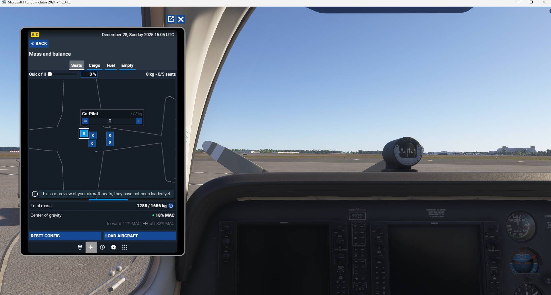 G36 - Pilot weight box in the EFB is missing when spawning C&D ...