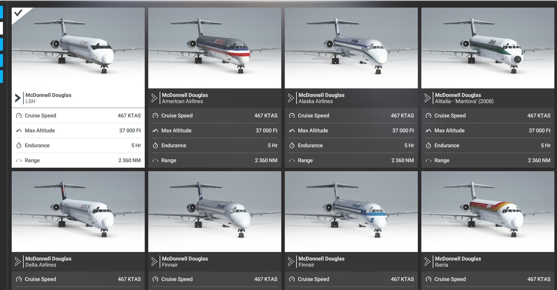 MSFS Aircraft segregation in menu - SDK - Microsoft Flight Simulator Forums