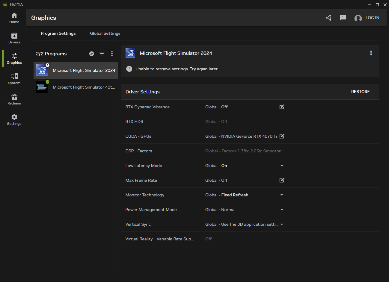Nvidia Not Recognizing FS2024 - Install, Performance & Graphics ...
