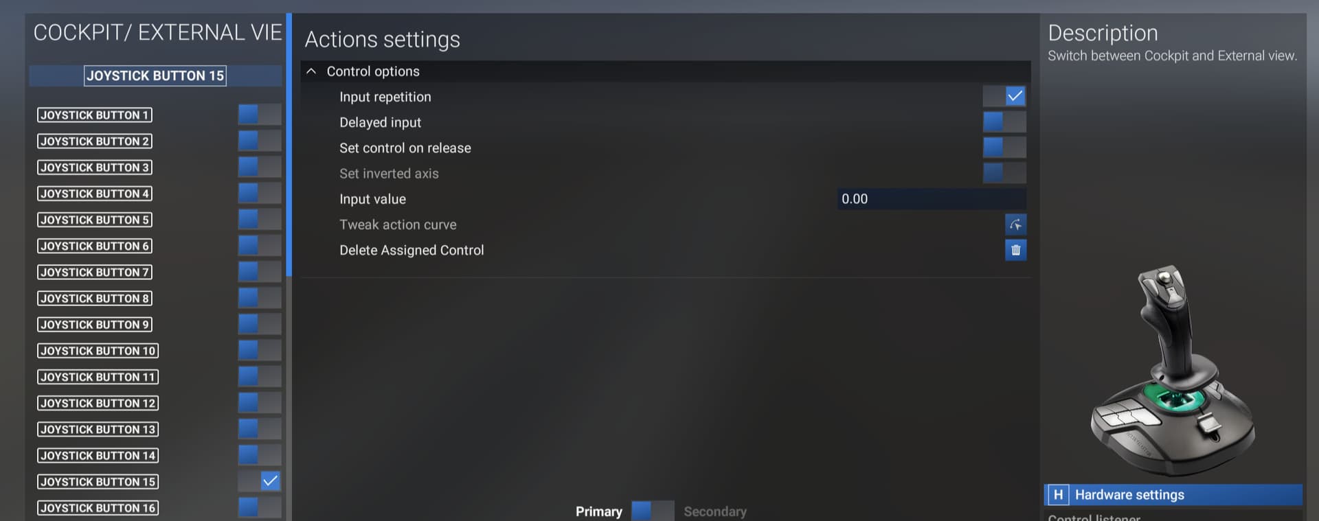 Cockpit/External View Mode does not work for assigned keys/T.16000 button - Hardware ...