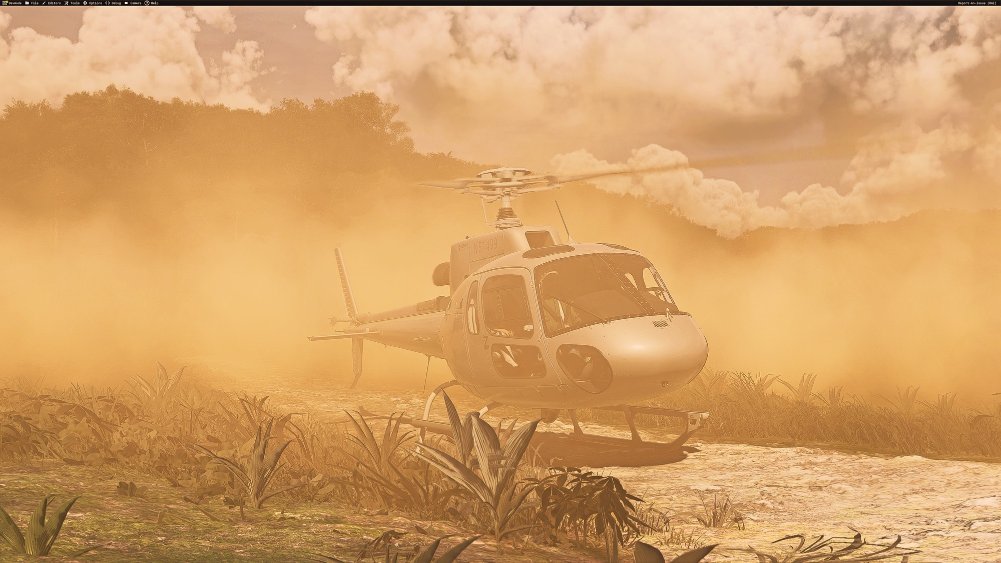 Helicopter rotor washout / Intense dust effect, snow effect kills FPS ...