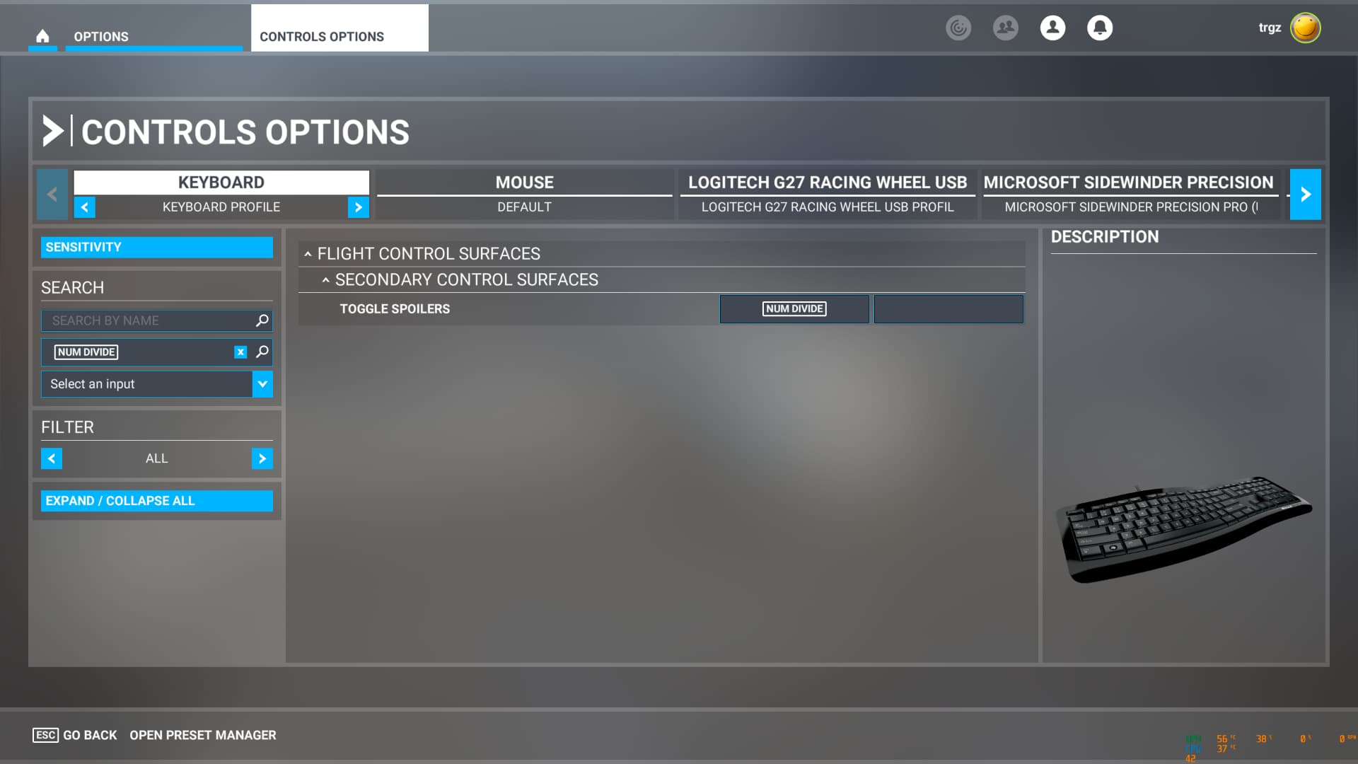 Glider binding "Toggle Spoilers" for air brakes is a misleading name ...