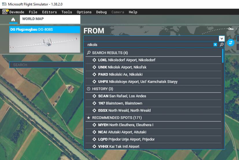 World Map choosing a "From" airport ignores name search - User ...