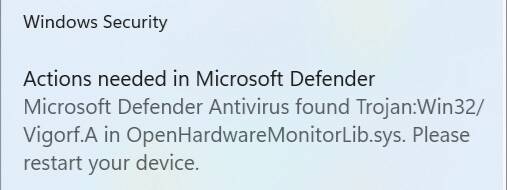 Heads up if using OpenHardwareMonitor - Defender reported a Trojan virus - Hardware ...