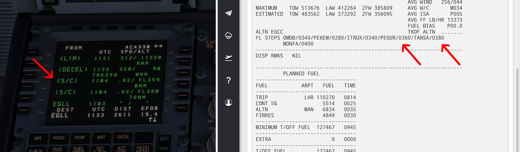 A330 Added Step Climbs spontaneously move to Approach in Flight Plan ...