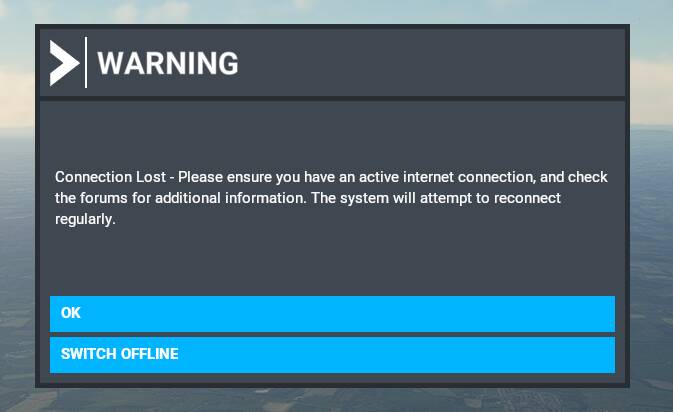 Too intrusive "Connection lost" message - #186 by Chelseachaos999 - Resolved - Microsoft Flight ...