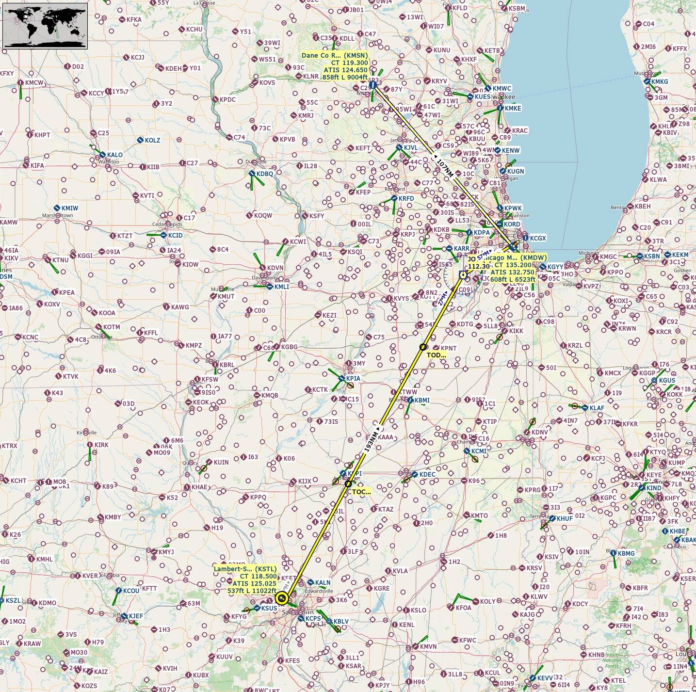 Aussie Group Flights Team - Airliner ATR: St Louis to Chicago ...