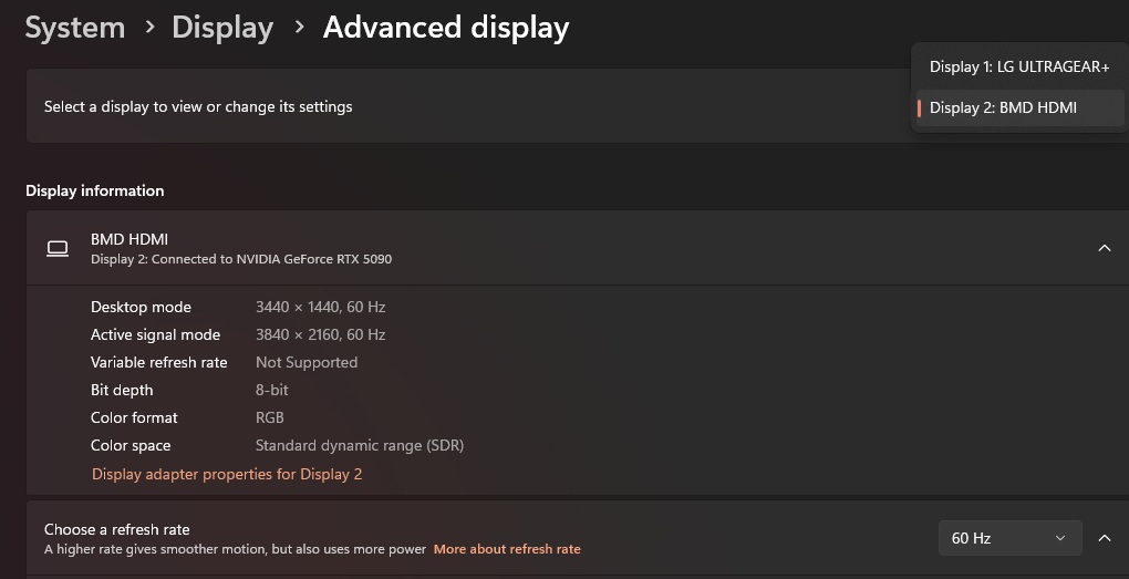 When I set Win11 to Duplicate Displays across two monitors at 3440 x ...