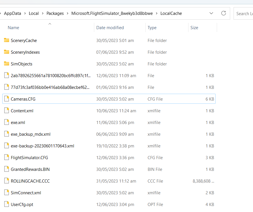 I can't back up my Aircraft's custom views from the Appdata folder ...