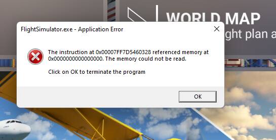 MSFS Application Error - memory could not be read - #342 by WeirdNeville - Resolved - Microsoft ...